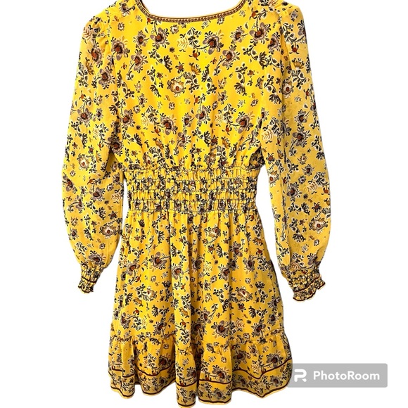 Max Studio | Dresses | Max Studio Canary Yellow Flirty Floral Dress ...